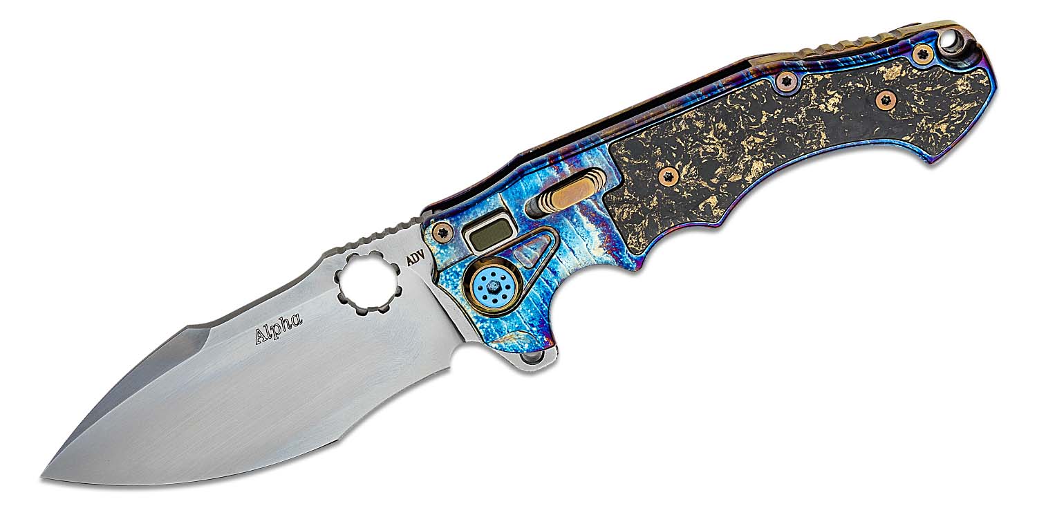 Andre De Villiers Knives Alpha Flipper Knife 4.5" S35VN Satin Recurve Blade, Acid Rain Titanium ...