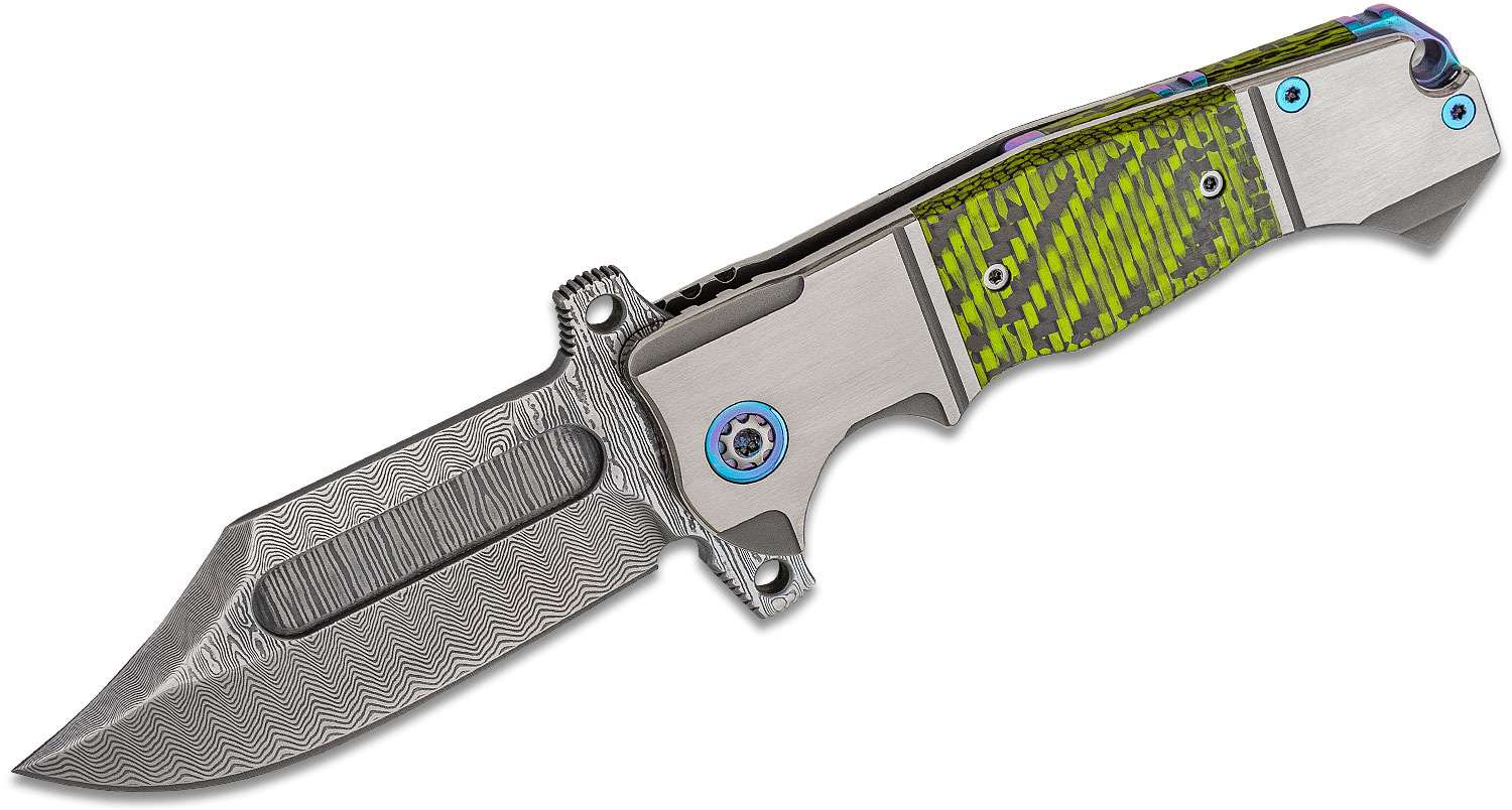 Andre De Villiers Knives Badlands Bowie Flipper Knife 4" VG-10 Damascus ...