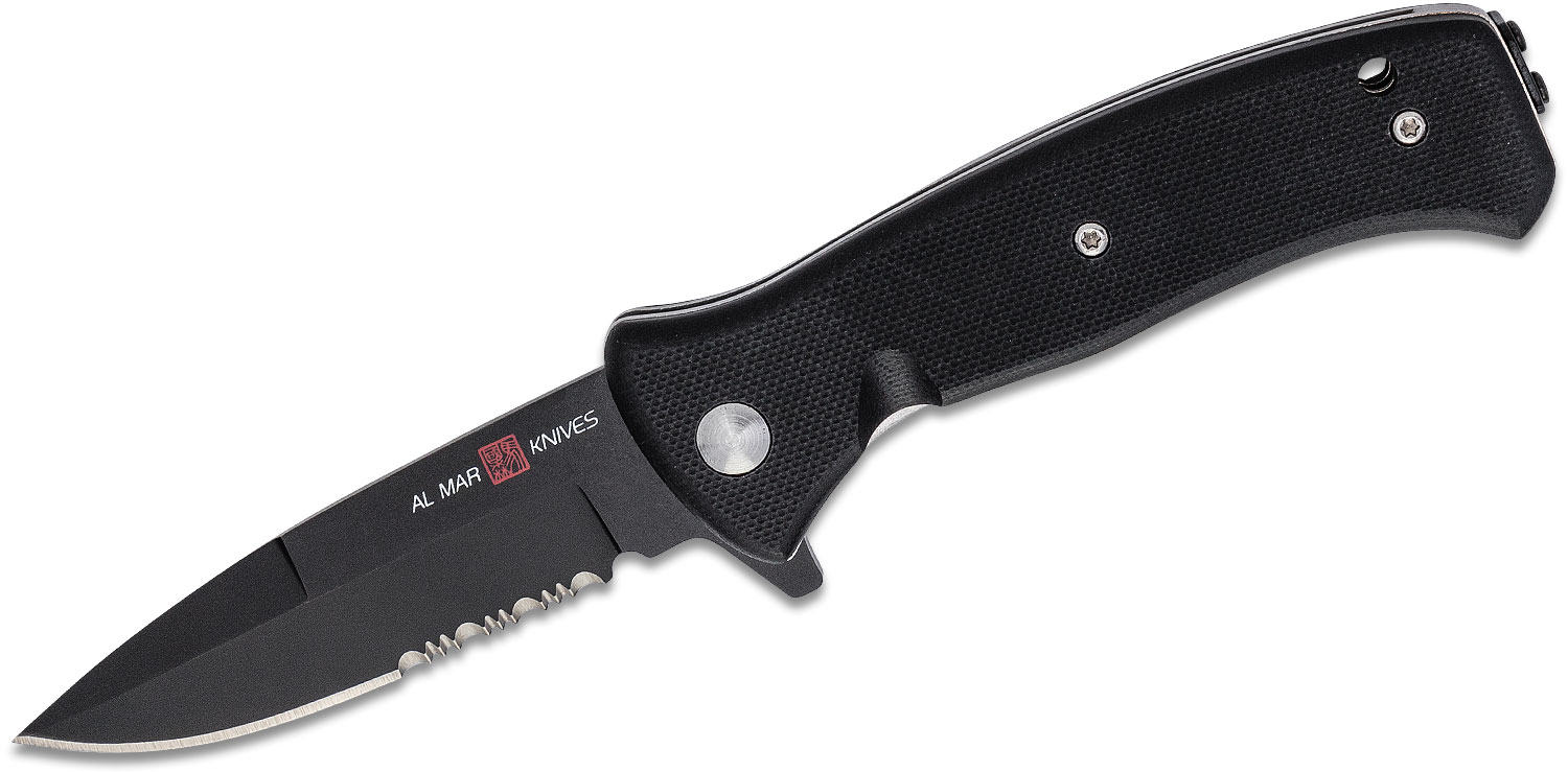 Al Mar Mini SERE 2020 Night G Assisted Flipper Knife 3" D2 Matte Black ...