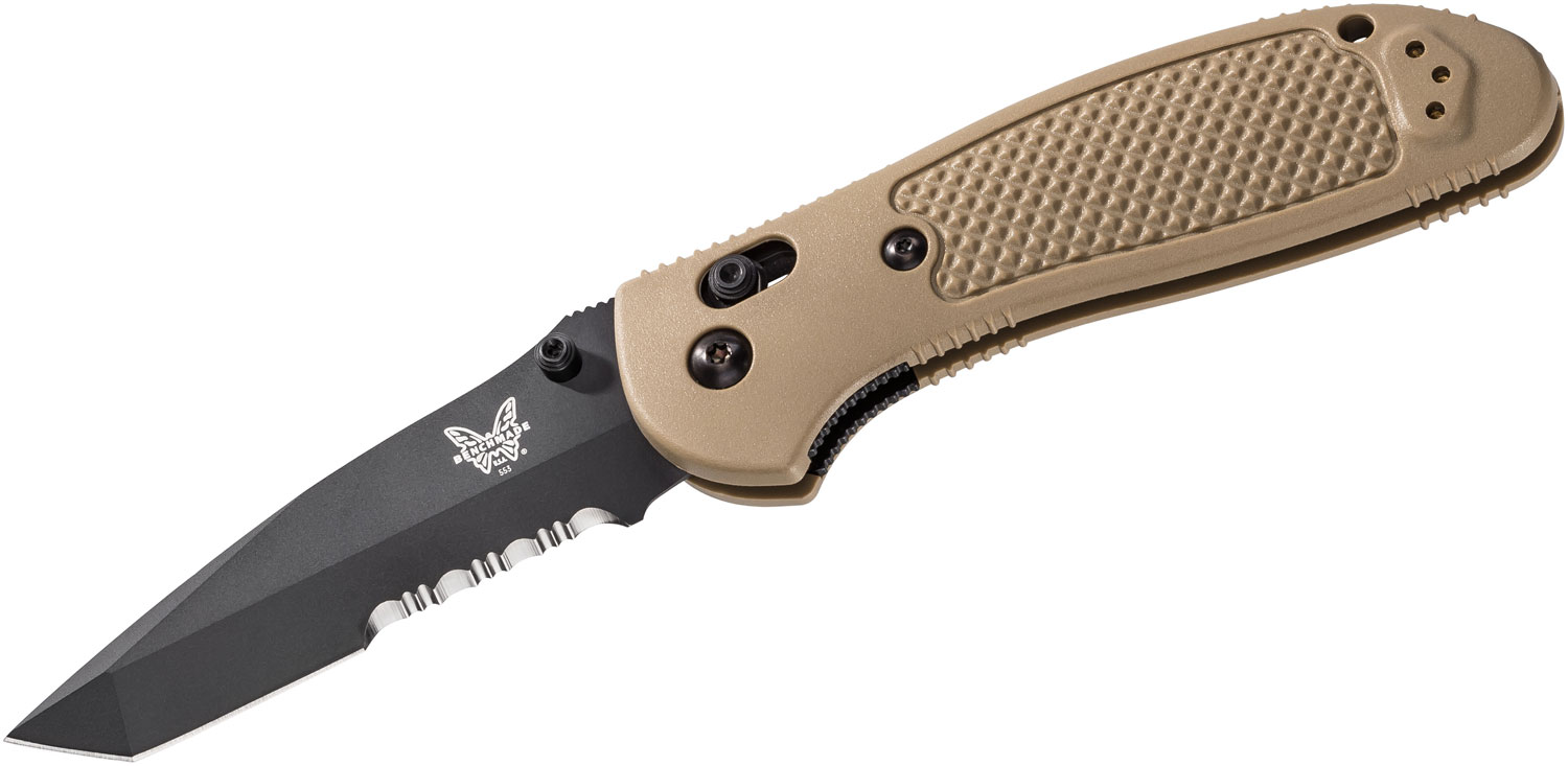 Benchmade 553SBKSN Griptilian Folding Knife 3.45" Black Combo Tanto ...