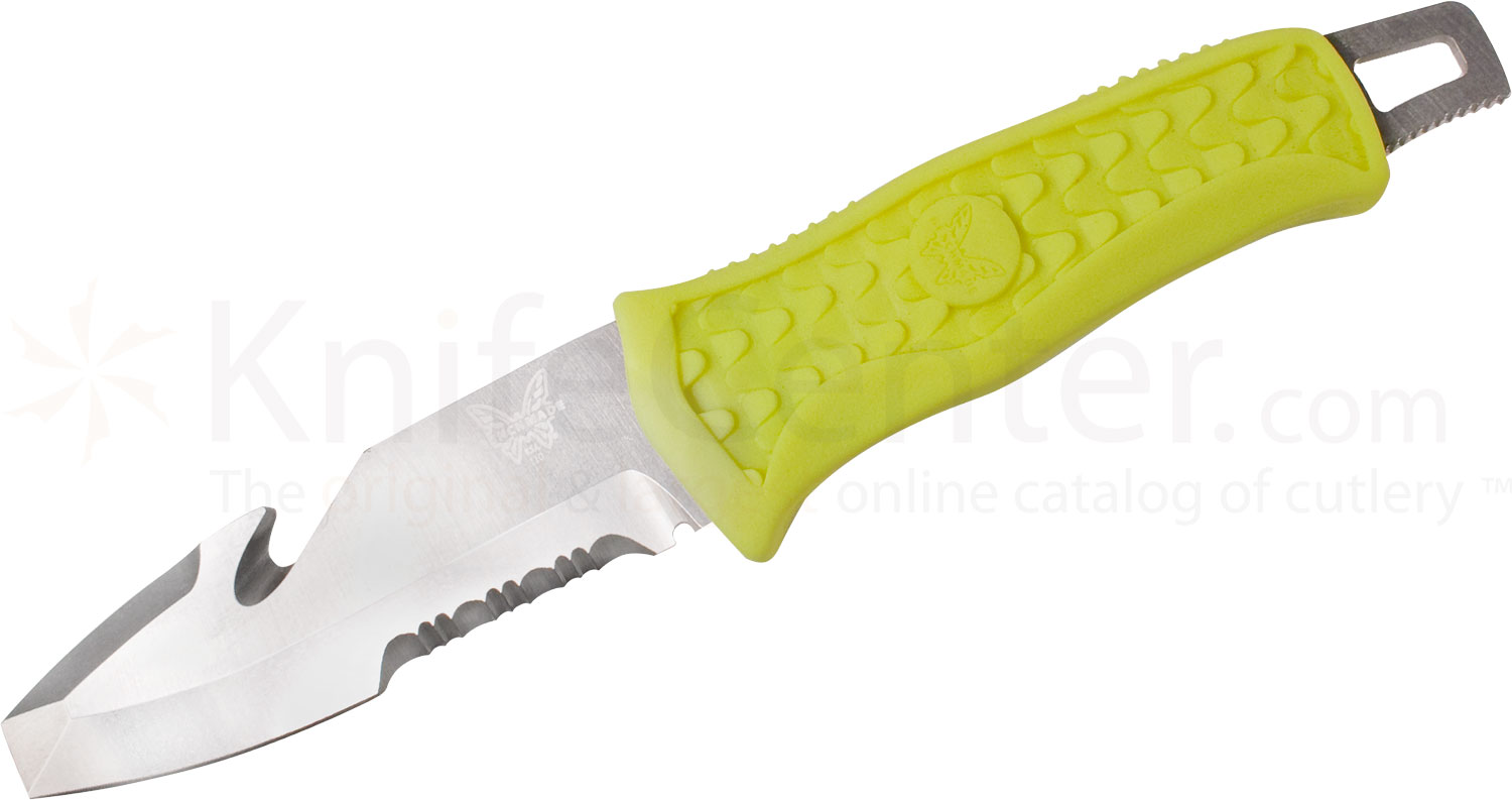 Benchmade (Yellow) 110H2O Fixed H2O Dive Knife 3.43" Combo Blunt Tip ...