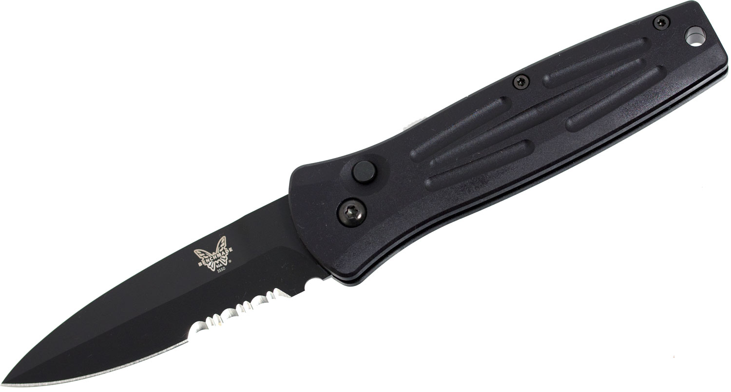 Benchmade 3550 Pardue AUTO 2.98" Black Combo Blade, Aluminum Handles ...