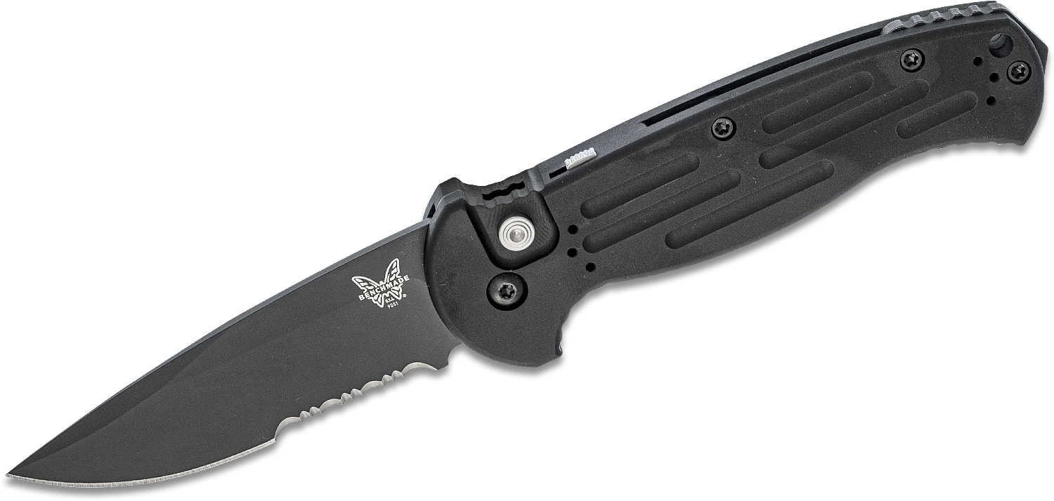Benchmade AFO II AUTO Folding Knife 3.56" Black Combo Blade, Aluminum ...