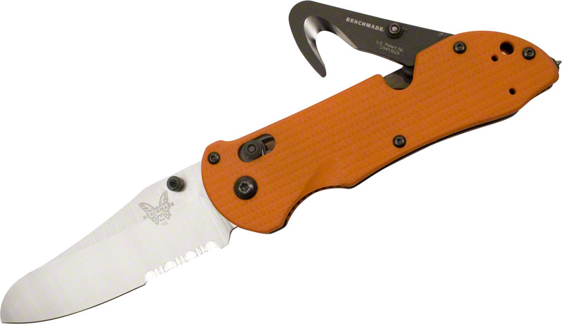Benchmade 915S-ORG Triage Rescue Knife 3.5" Satin Combo Blade, Orange ...