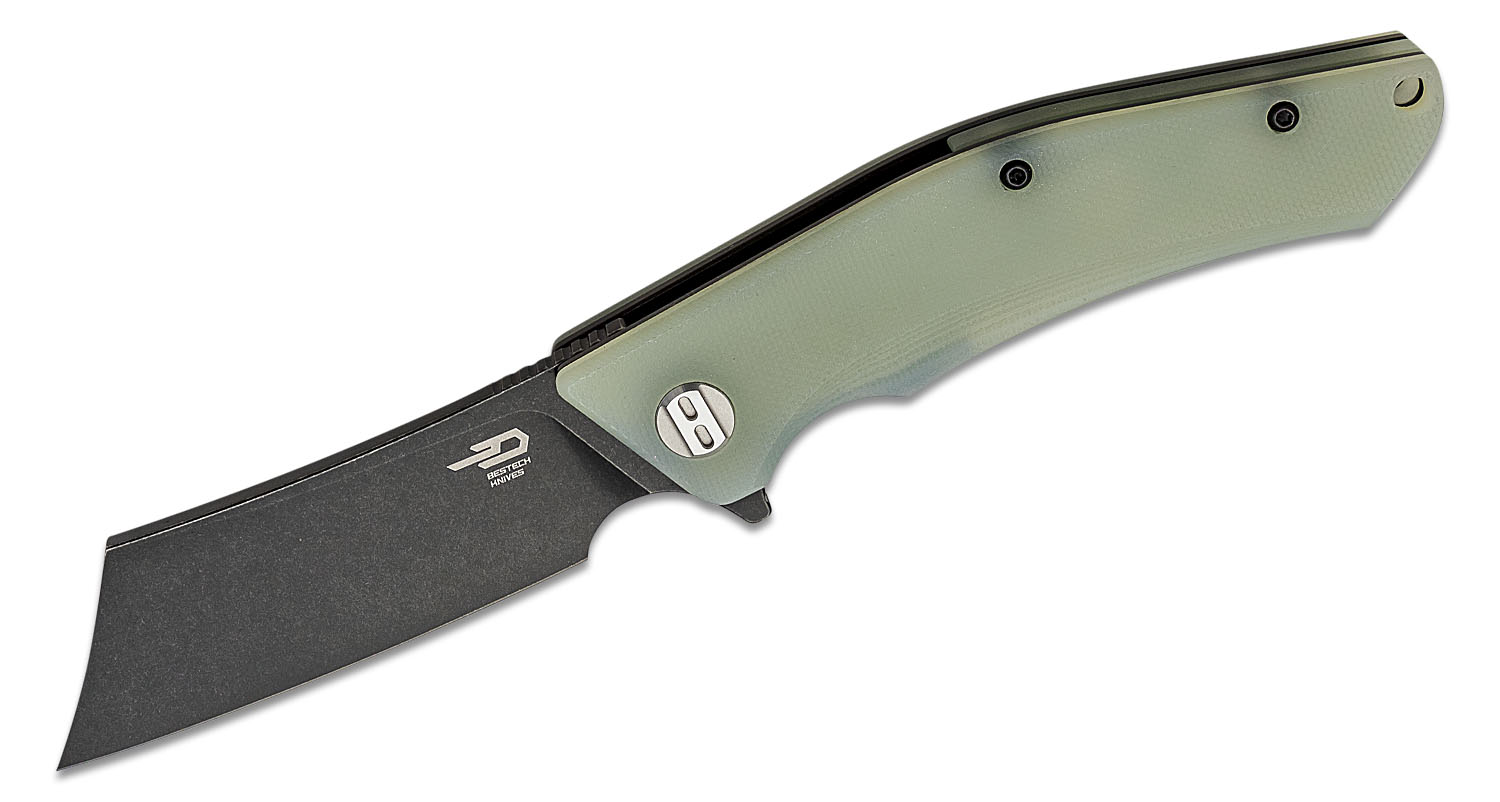 Bestech Knives Cubis Flipper Knife 3.15" D2 Black Modified Cleaver ...