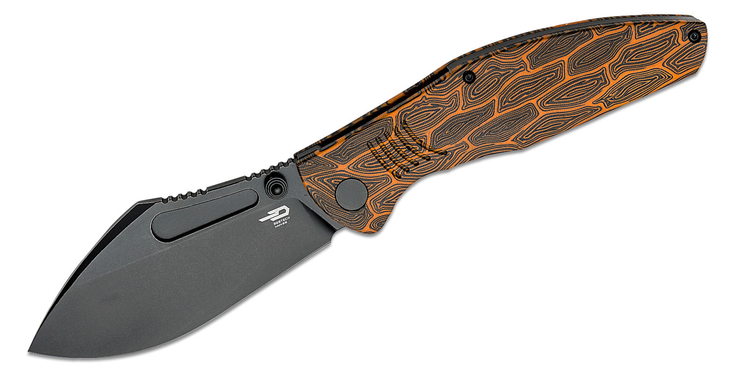 Bestech Knives Lockness Folding Knife 3.91" M390 Black Nessmuk Blade ...