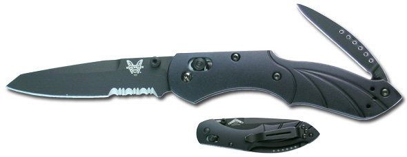 Benchmade 2 Blade All Black Switchback AXIS Lock Combo Edge Blade ...
