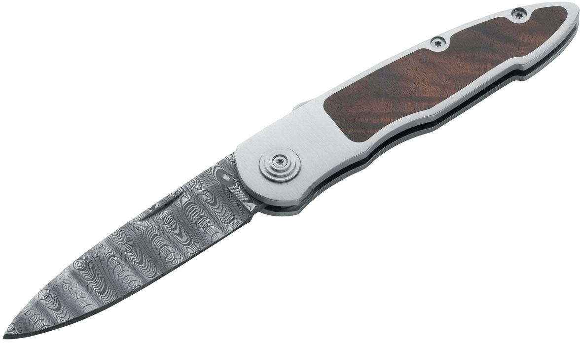 Boker Merlin Gentleman's Folding 2-7/8" Ladder Damascus Blade, Steel ...