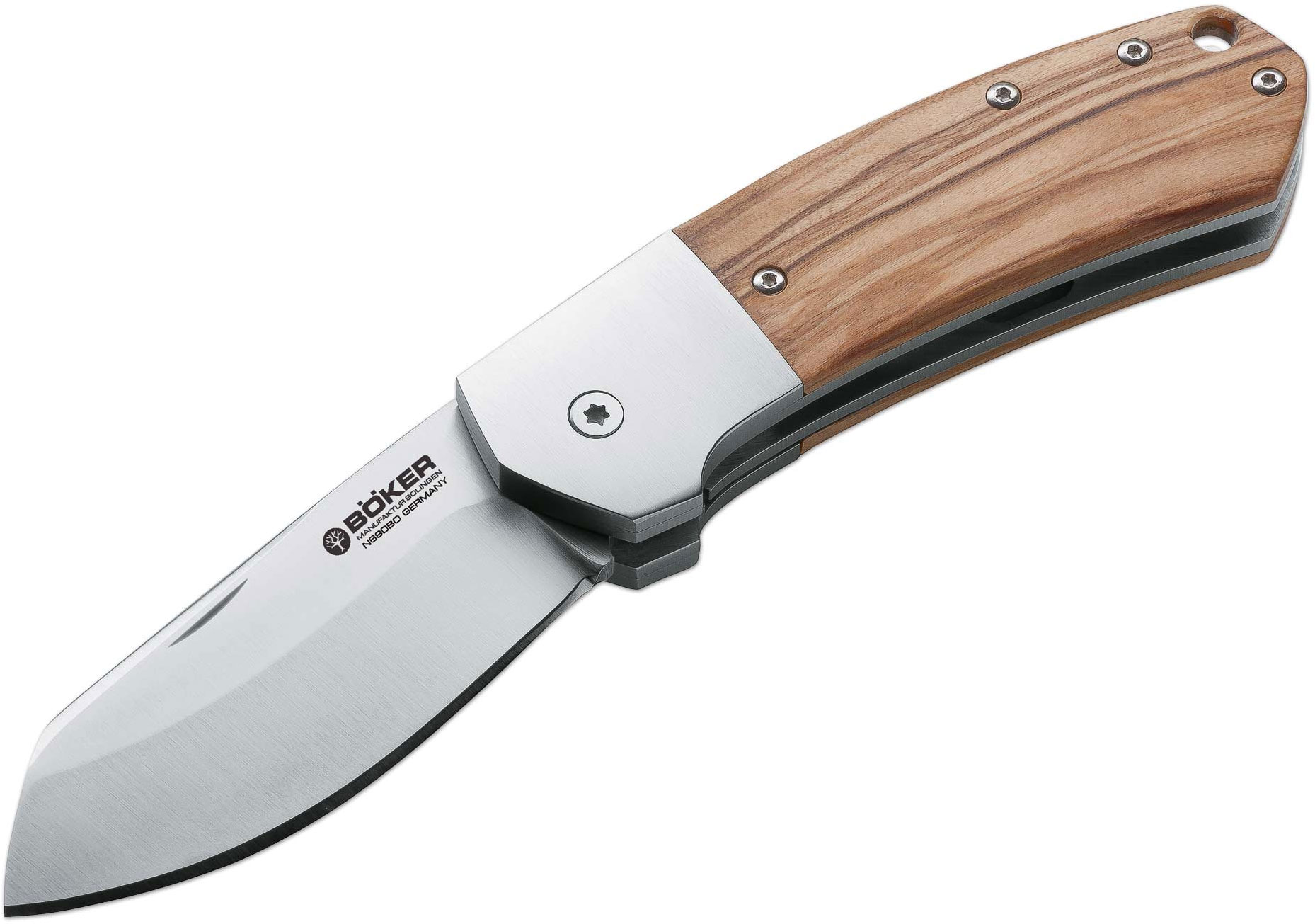 Boker Arctos 42 Jens Anso Folding Knife 2-7/8" N690BO Blade, Olive Wood ...