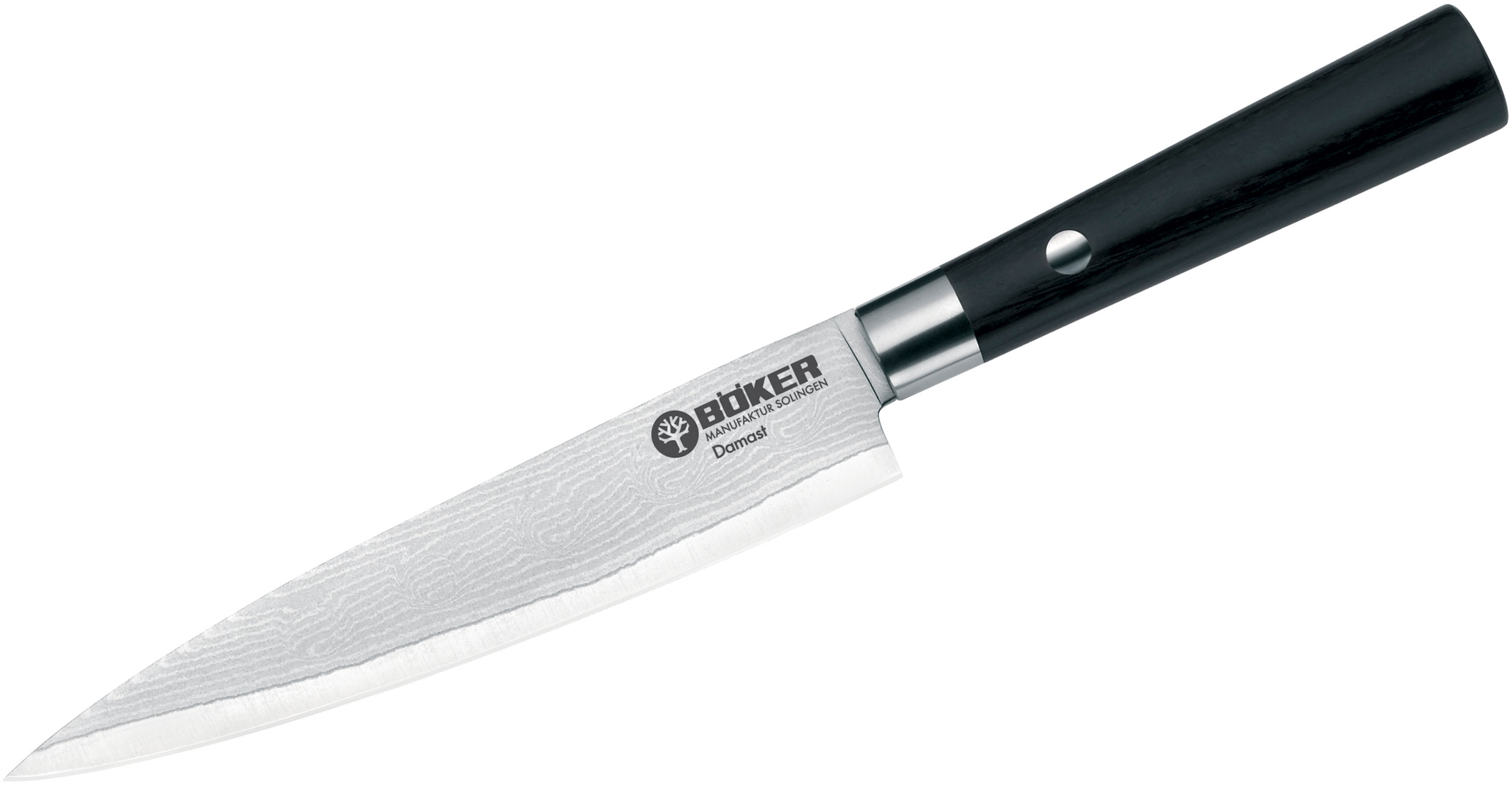 Boker Damascus Black Utility Knife 5.75" Blade, Pakkawood Handles ...