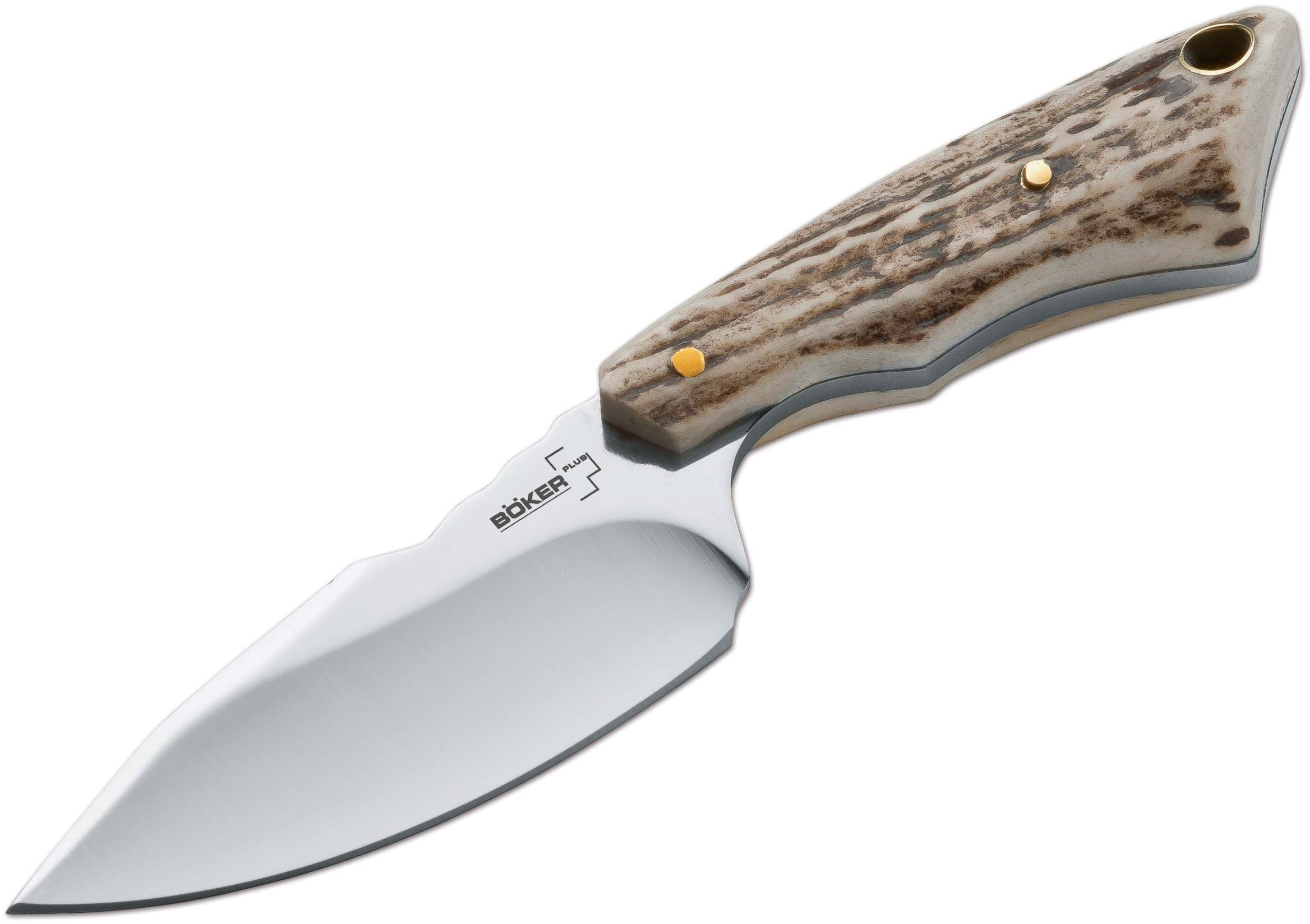 Boker Plus Rambler Fixed 2-3/4" Blade, Genuine Stag Handles, Leather ...