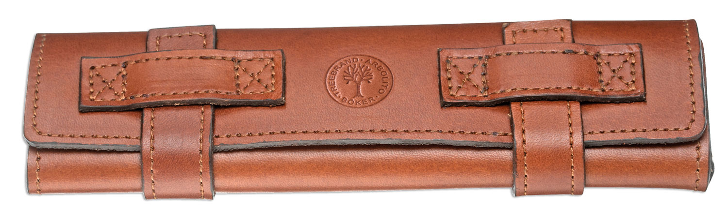 Boker Brown Leather Roll-Up Case for Straight Razor - KnifeCenter - 090014