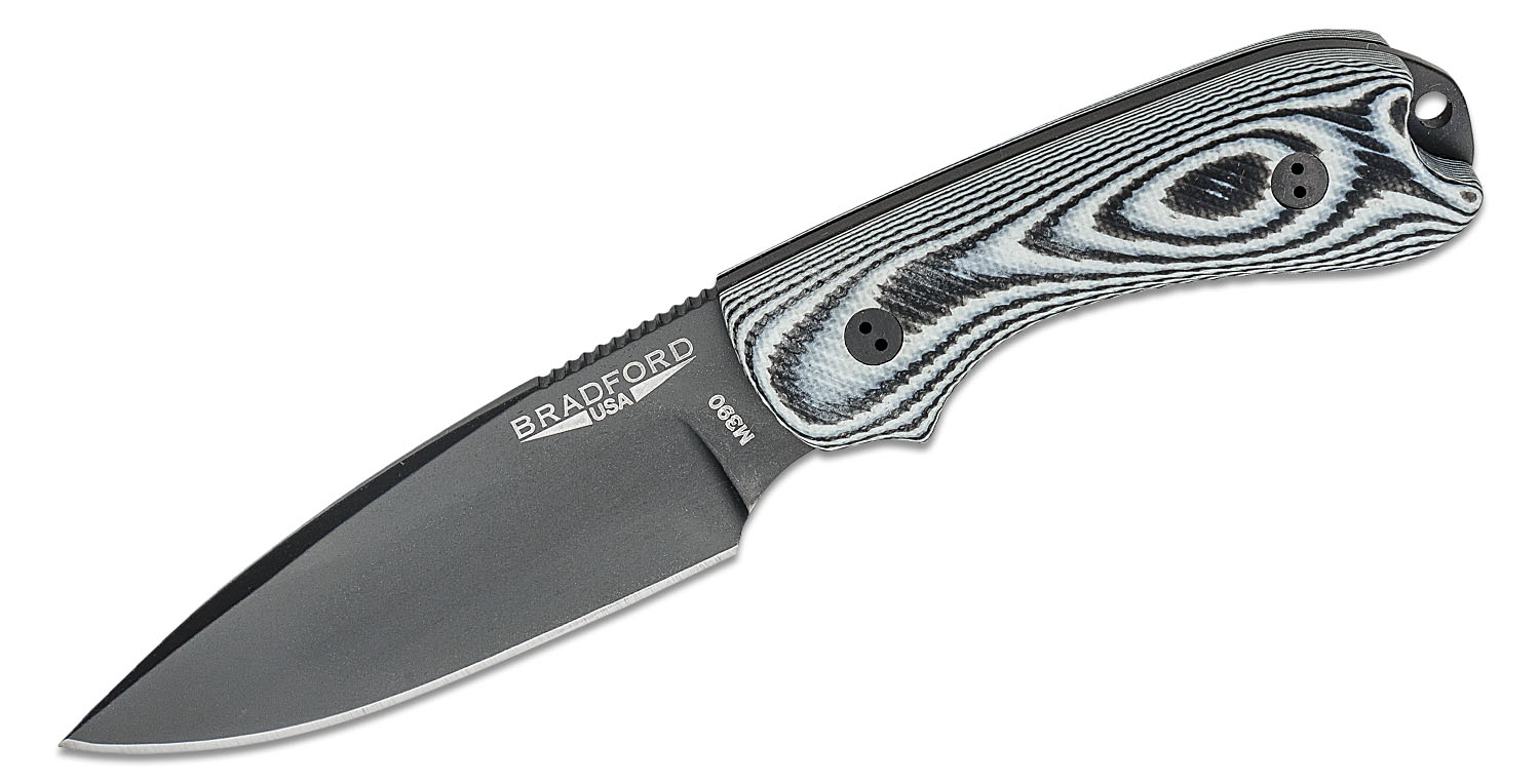Bradford Knives Guardian3 Fixed Blade Knife 3.5" M390 Black DLC False ...
