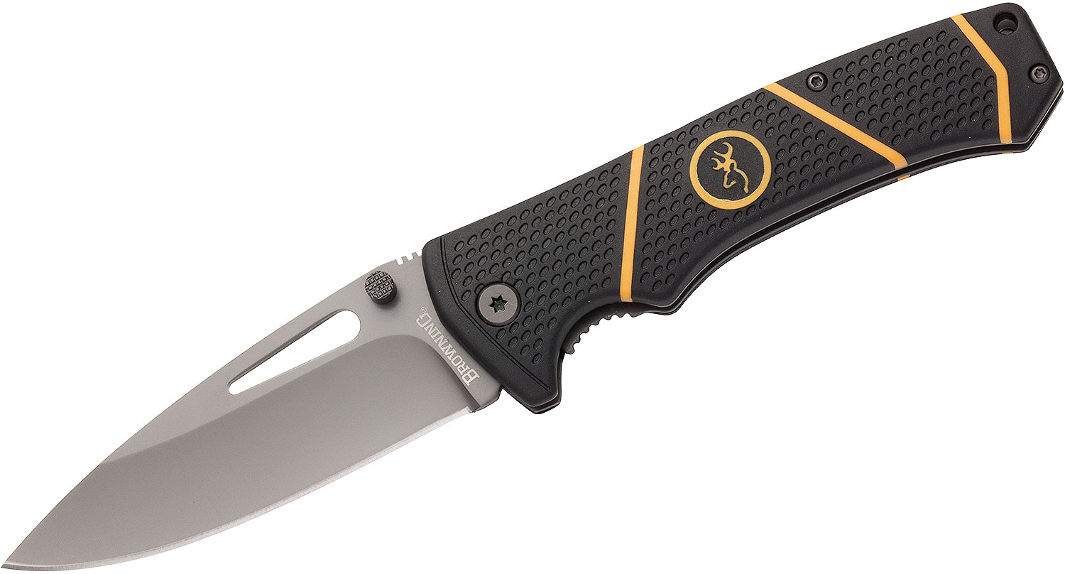 Browning Large Long Haul Folding Knife 3.5" Gray Plain Blade, Black ...