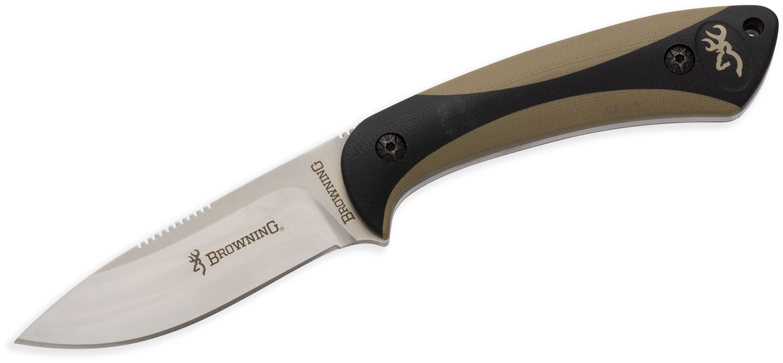 Browning Steel Sharp Fixed 3.25" Drop Point Blade, Tan Injection Molded ...