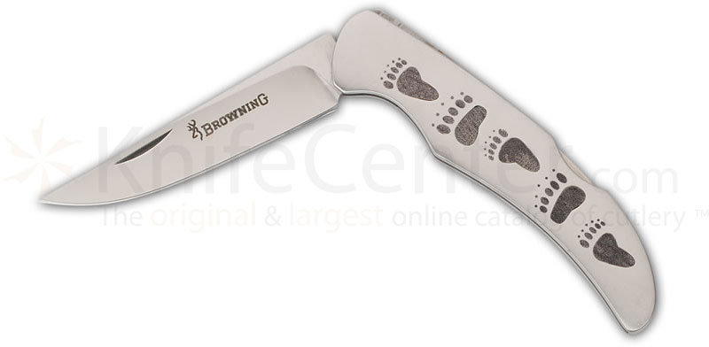 Browning Backtrack Bear Folding 2-7/8" Plain Blade, Stainless Engraved ...