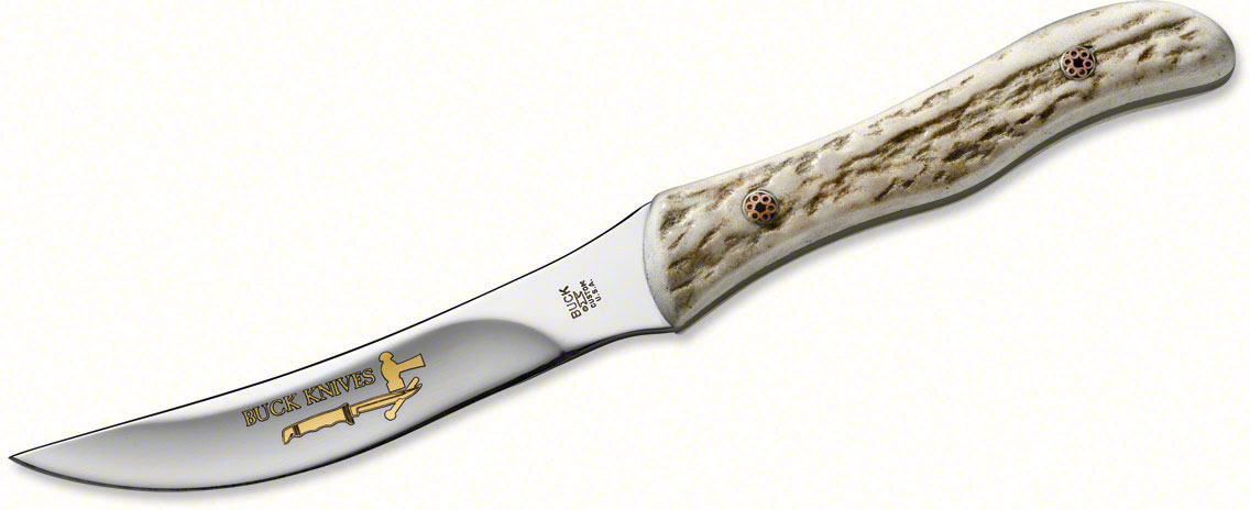 Buck Legacy Collection Vintage Logo Scout Fixed 3-1/2" Gold Plated ...