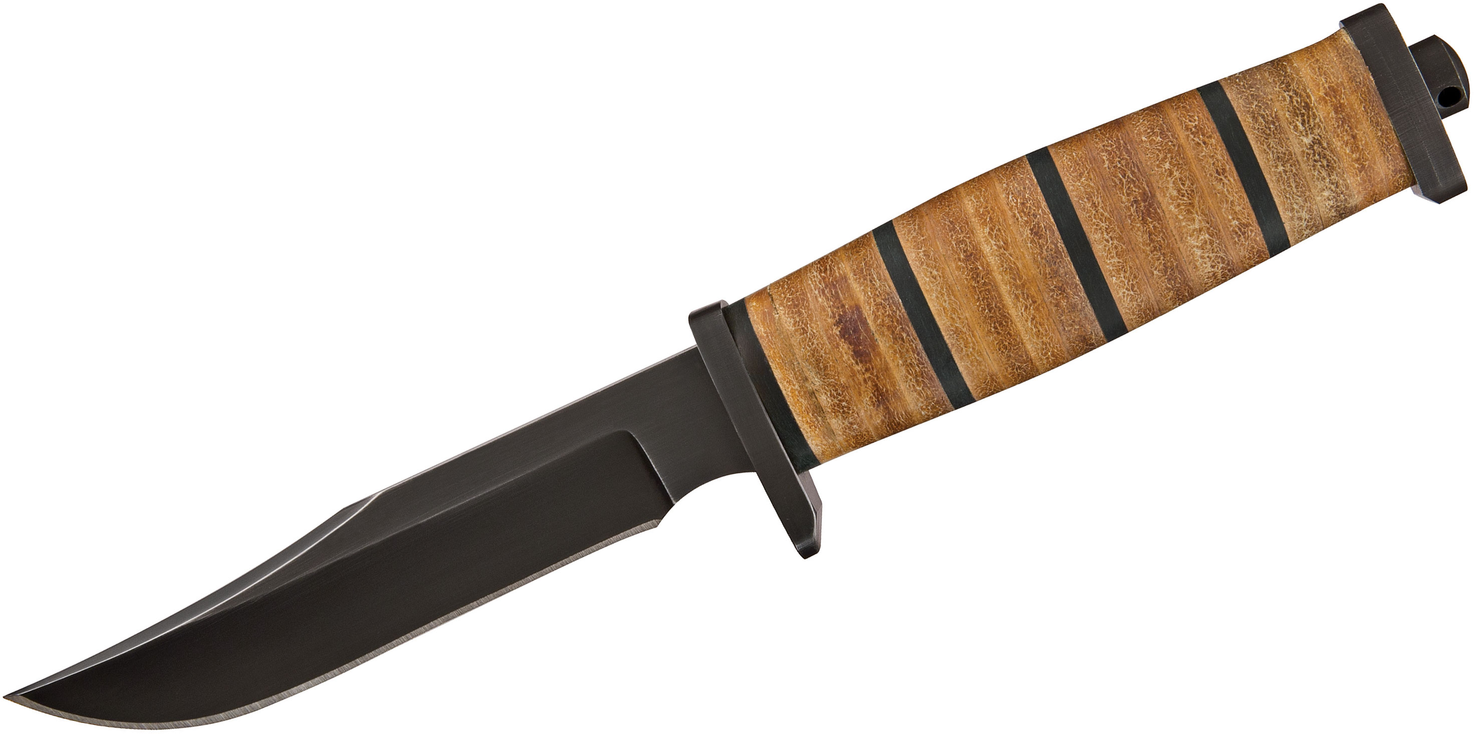 Buck 117 Small Brahma Fixed 4.5" Stainless Steel Blade, Stacked Leather ...