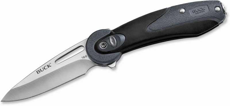 Buck 766 Revel SafeSpin Folding Knife 2-1/2" Plain Blade, Black Handles ...