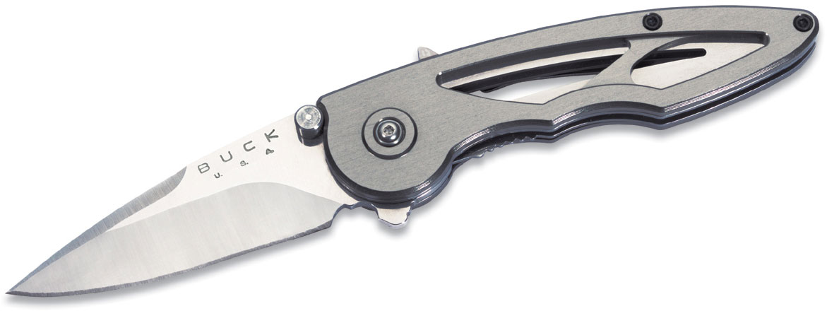 Buck 290 Rush Assisted Opener Platinum Handle Plain Edge 2.5" Blade ...