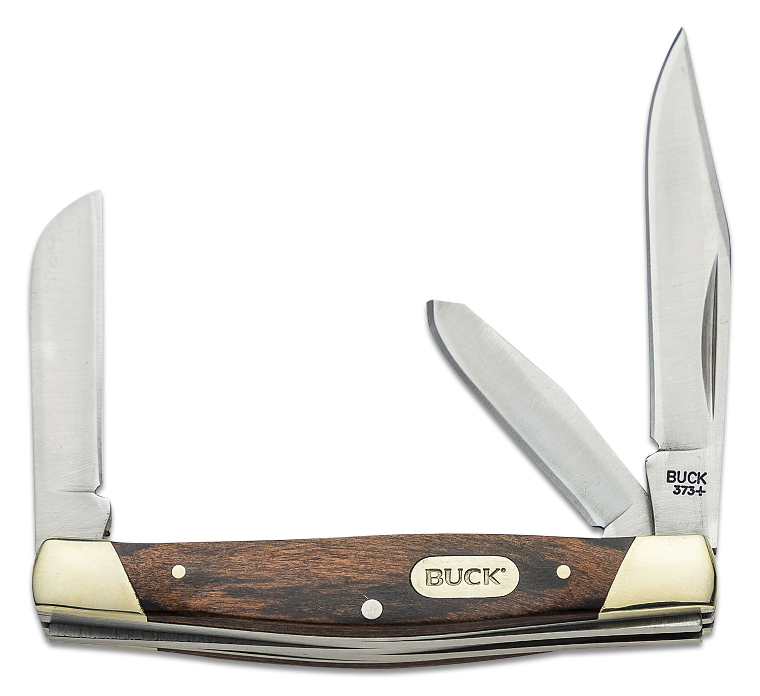 Buck 373 Trio Stockman w/Three Blades & Woodgrain Handle 3.25" Closed ...
