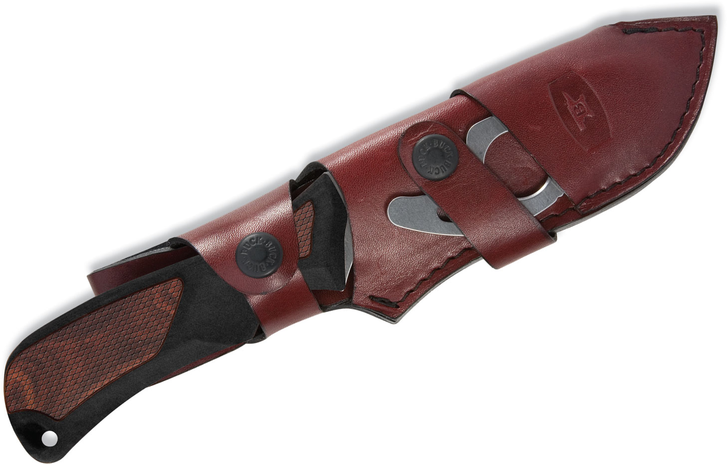 Buck Burgundy Leather Combo Sheath for 498 ErgoHunter - KnifeCenter ...