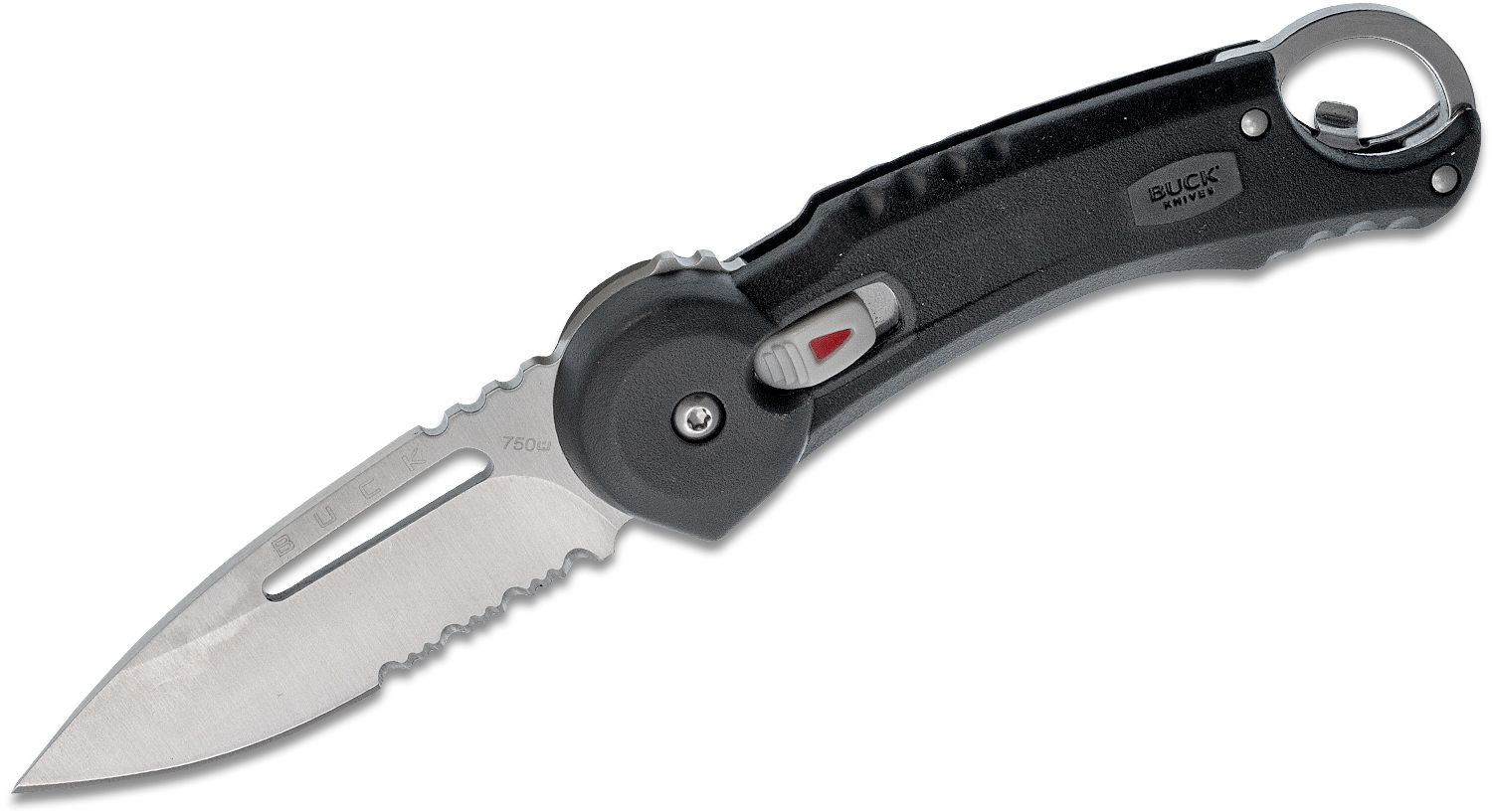 Buck 750 Knives Redpoint Black Handle 2.75" Combo Edge and Bottle ...