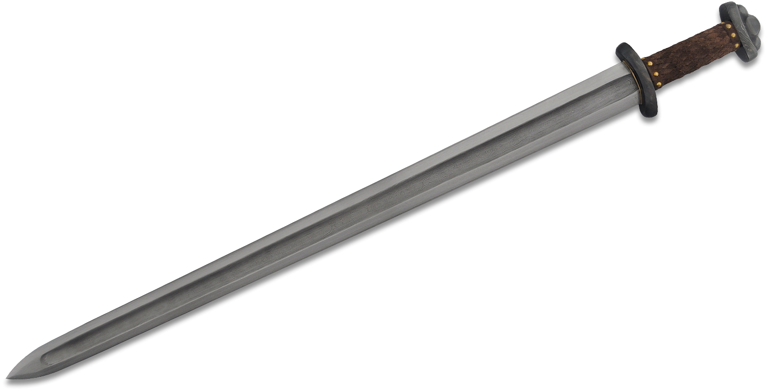 CAS Hanwei Godfred Viking Sword Interwoven Leather Grip Damascus Guard ...