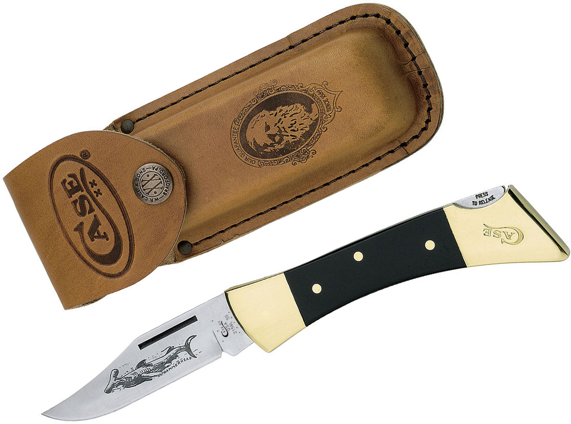 Case Black Synthetic Hammerhead Lockback 5" Closed (2159L SS), Leather ...