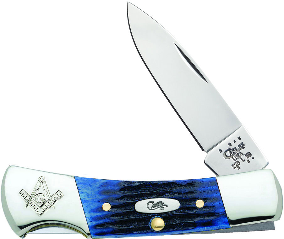 Case Blue Jigged Bone Lockback Masonic Gift Tin 3" Closed (61225L SS ...