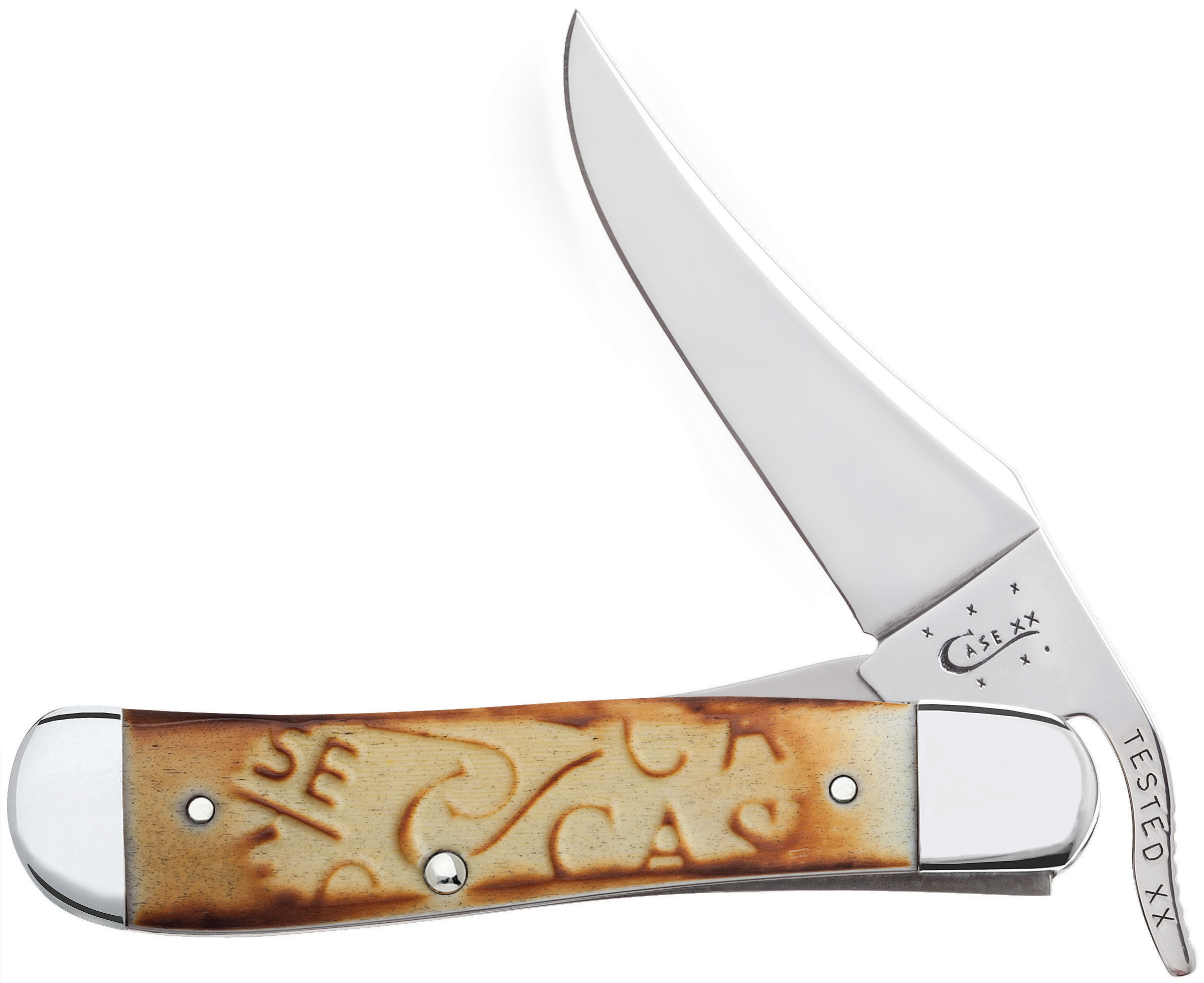 Case Burnt Oatmeal Carved Bone RussLock 4-1/4" Closed (61953L SS ...