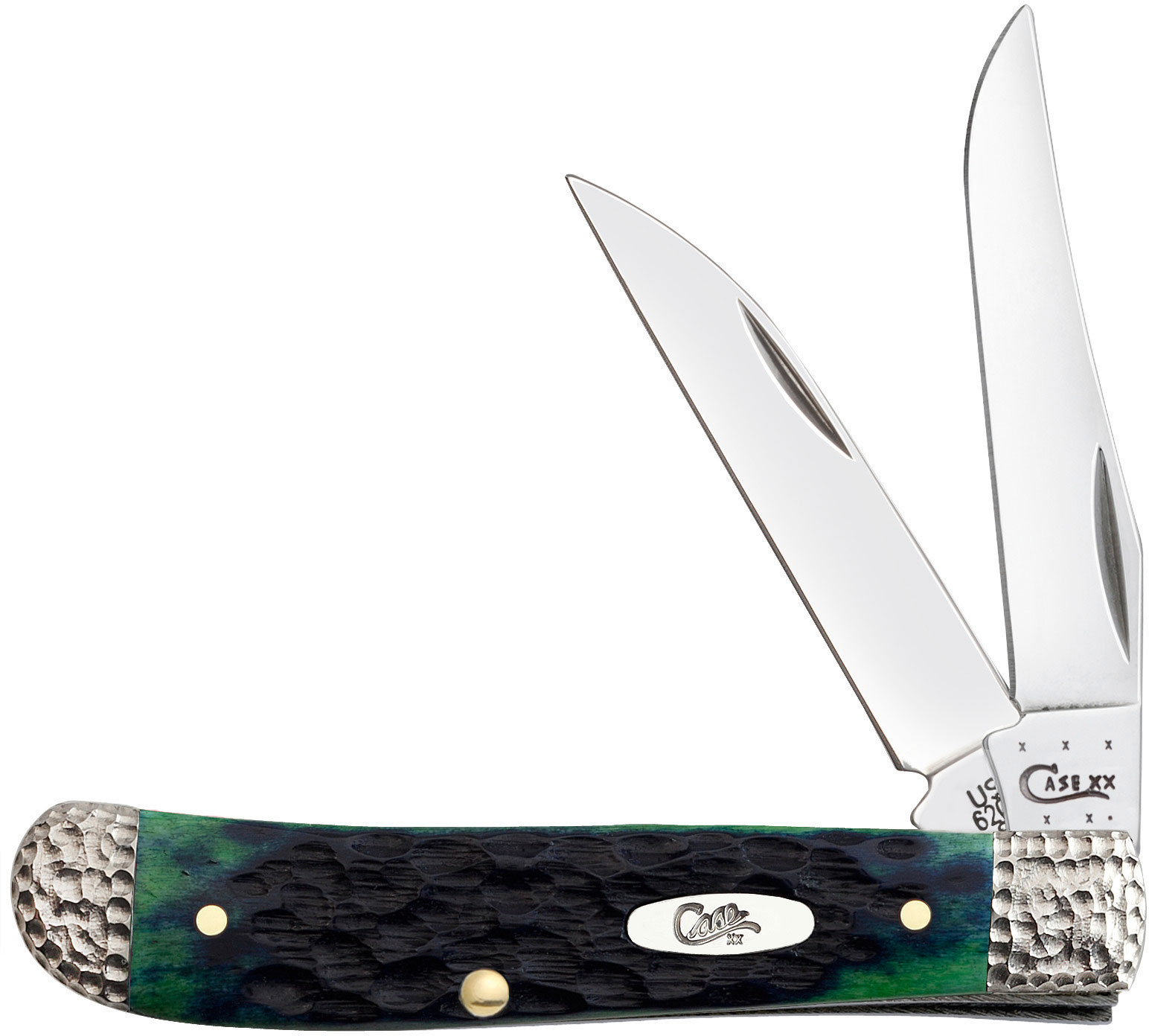Case Hunter Green Bone Worked Bolster Tiny Trapper 2-3/8" Closed ...