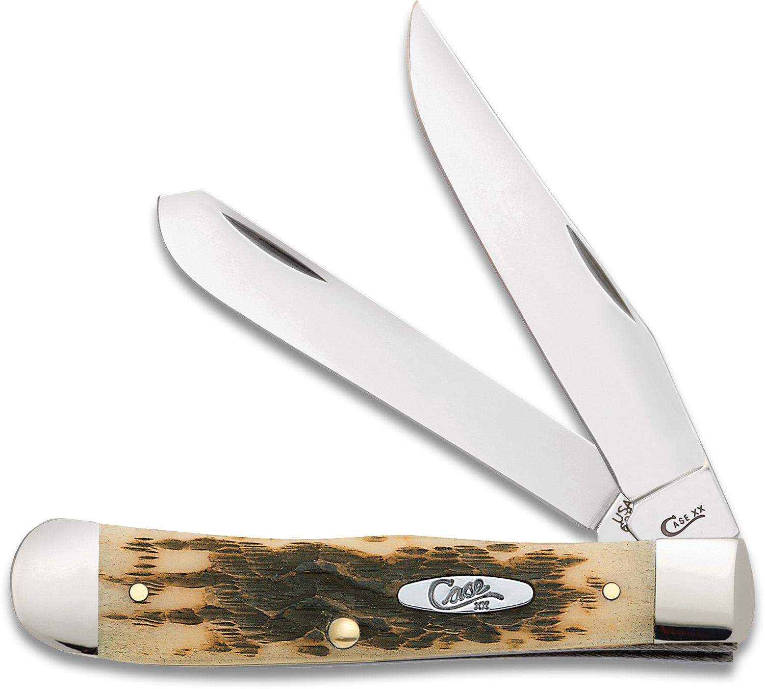 Case Amber Bone Trapper Chrome Vanadium Blades 4-1/8" Closed (6254 CV ...