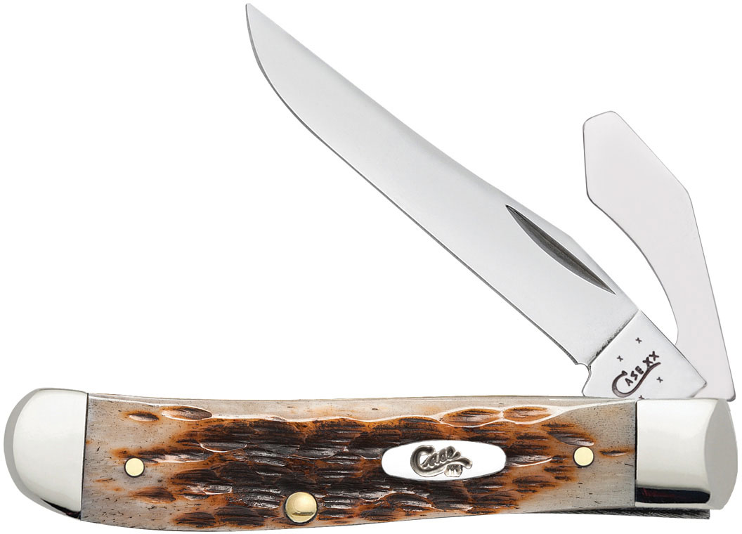 Case Amber Bone Mini Trapper 3.5" Closed (6207 SS) with Caplifter ...