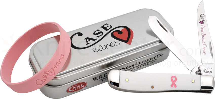 Case Cure Breast Cancer Mini Trapper 3-1/2" Smooth White Synthetic ...