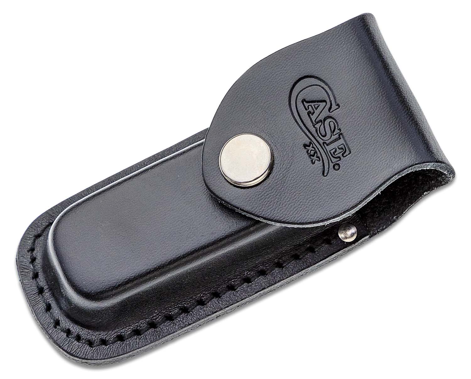 Case Medium Embossed Black Leather Sheath - KnifeCenter - 52236