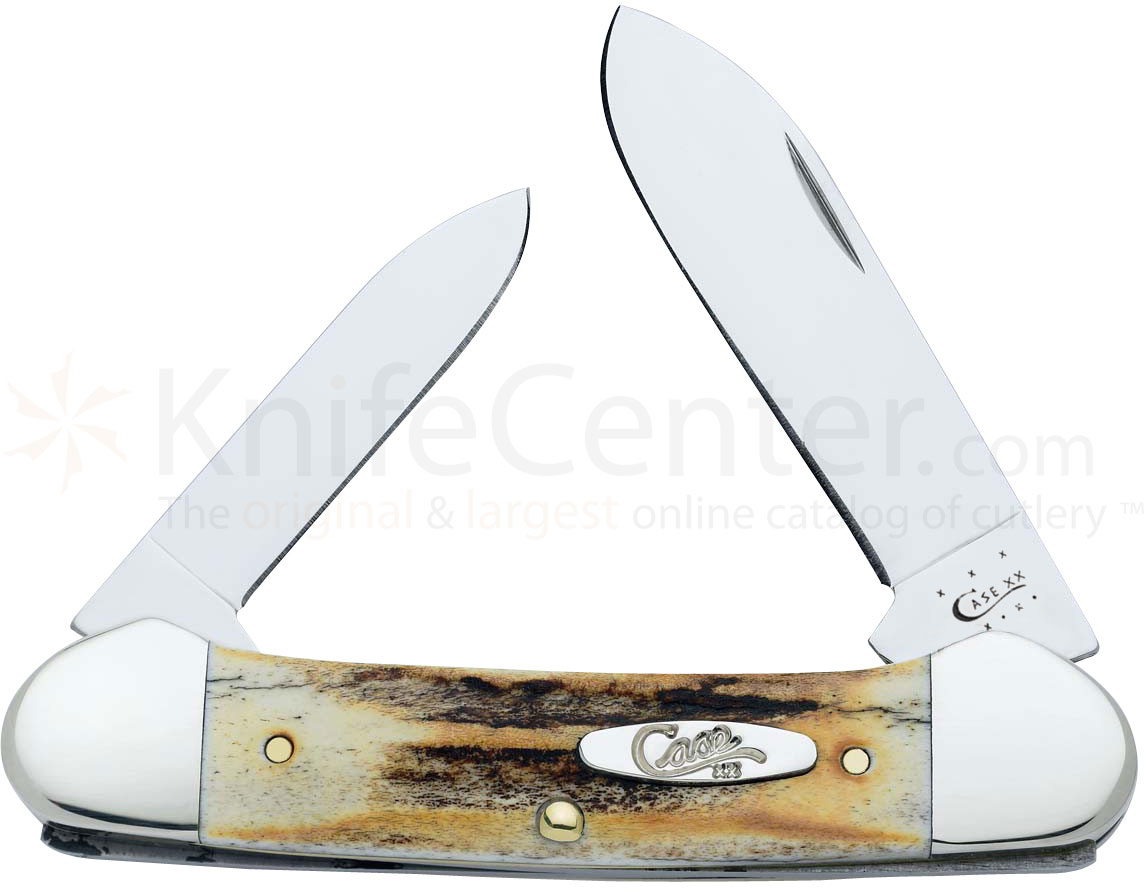Case Genuine Stag Canoe 3-5/8" Closed (52131 SS) - KnifeCenter - 5523 ...