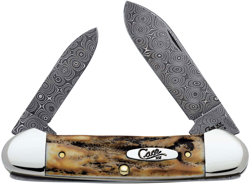 Case Stag Damascus Canoe 3-7/8" Closed (52131 DAM) - KnifeCenter ...