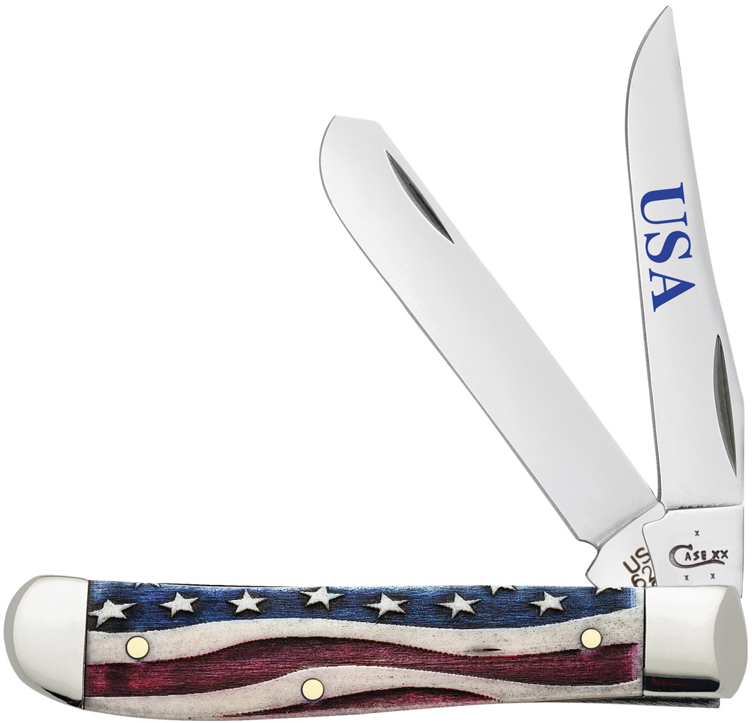Case Star Spangled Embellished Smooth Natural Bone Mini Trapper 3.5 ...