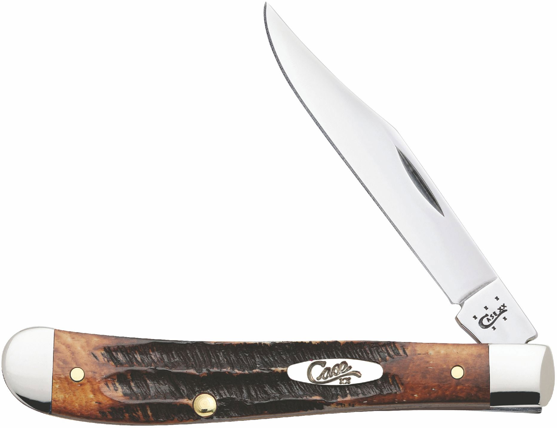 Case 6.5 Burnt Bone Stag Slimline Trapper 4-1/8" Closed (6.51048 SS ...