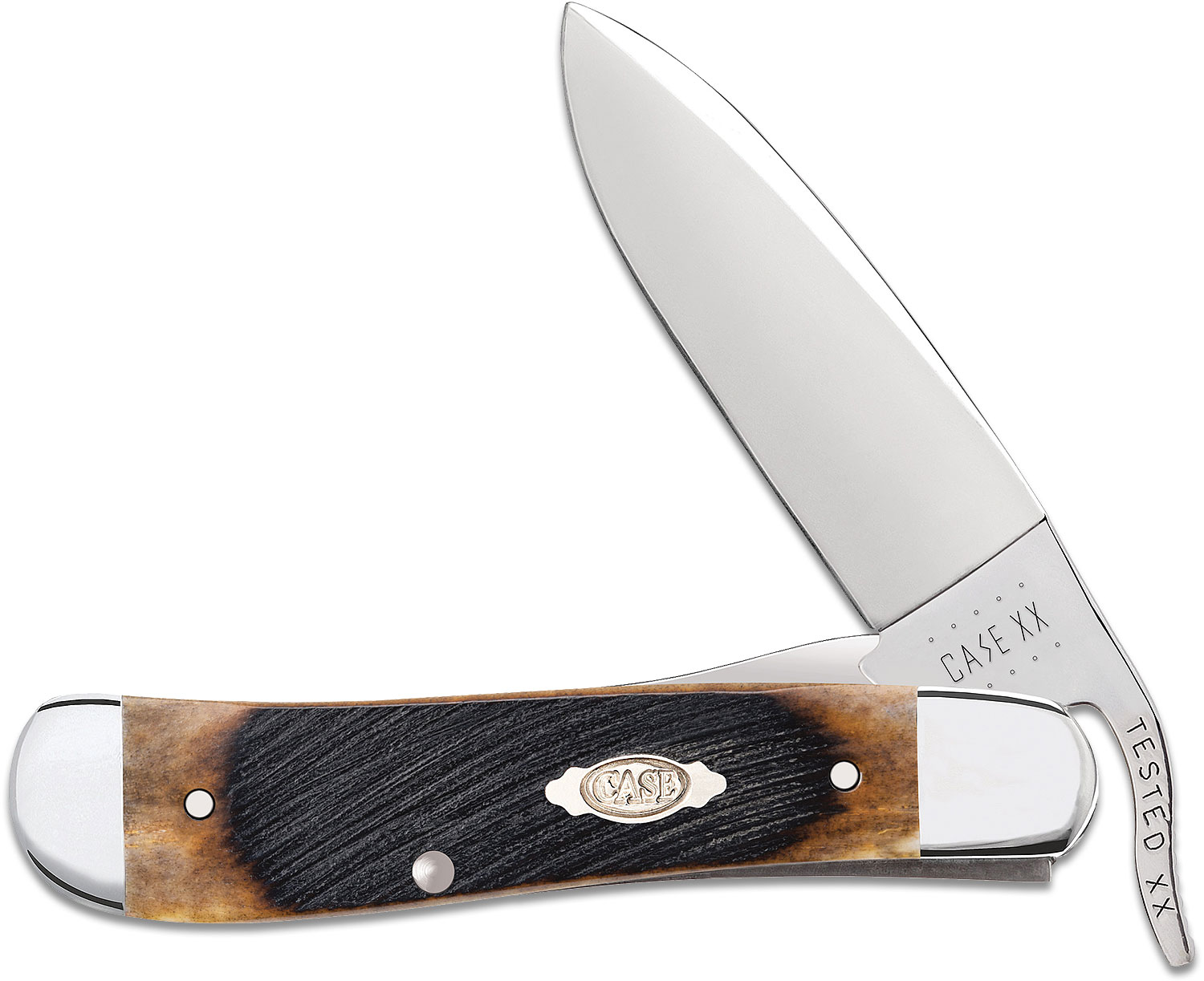 Case Sawcut Jig Dark Molasses Bone Russlock Pocket Knife 4.25" Closed ...