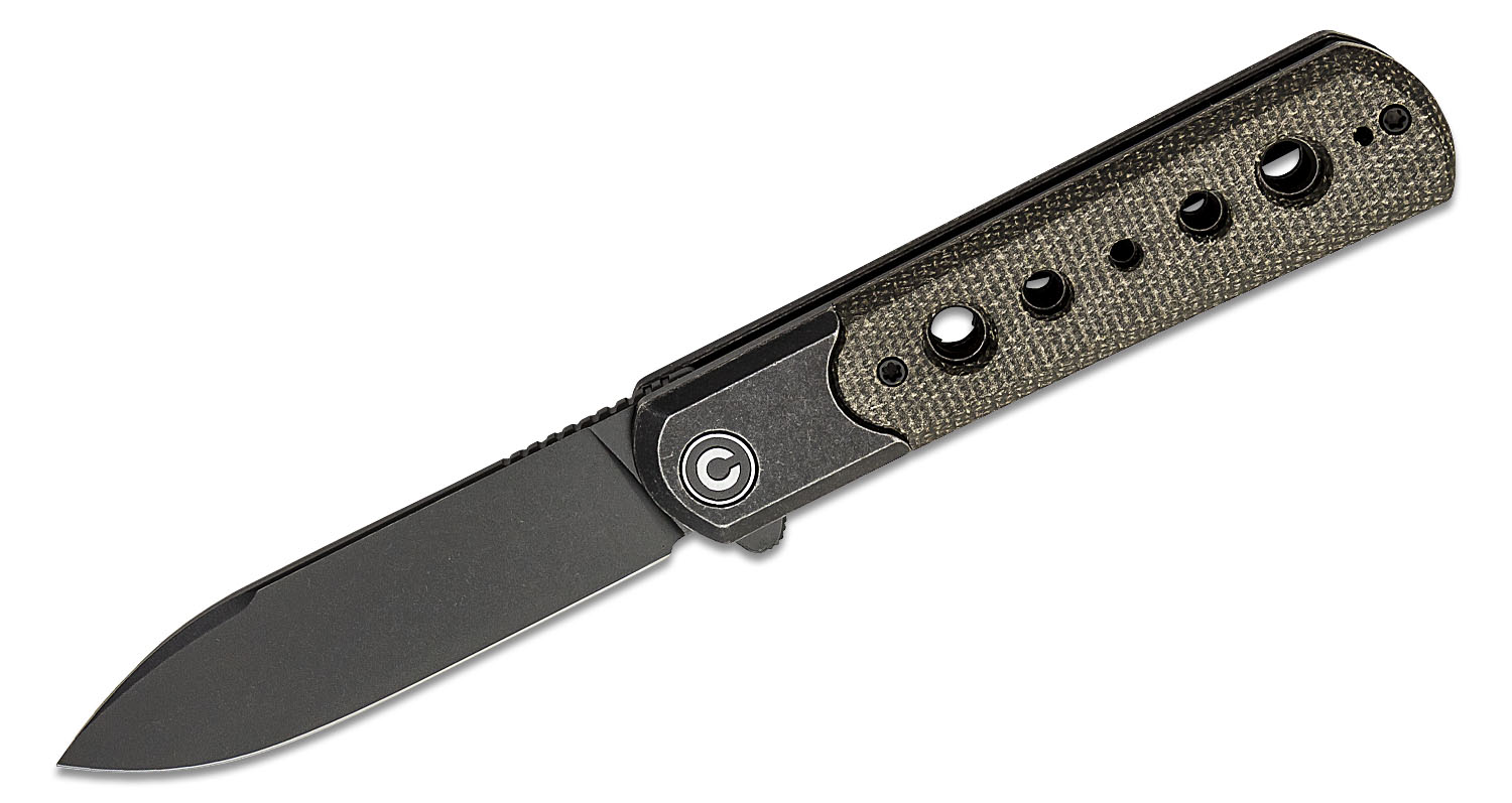 CIVIVI Knives Banneret Flipper Knife 3.48" Nitro-V Black Stonewashed ...