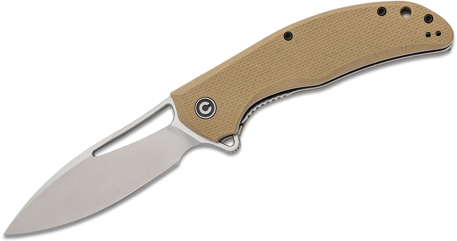 CIVIVI Knives C915B Vexer Flipper Knife 3.96" D2 Satin Spear Point, Tan ...