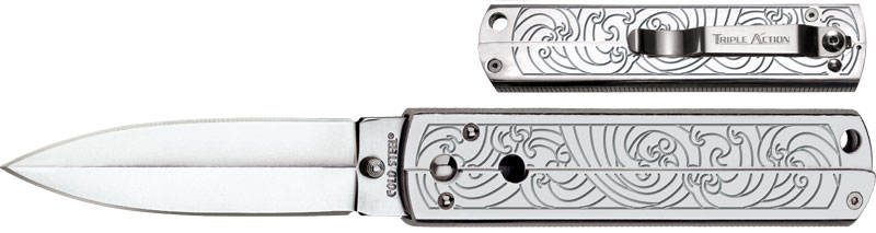 Cold Steel Triple Action Double Edge 4" Blade, Aluminum Handles ...