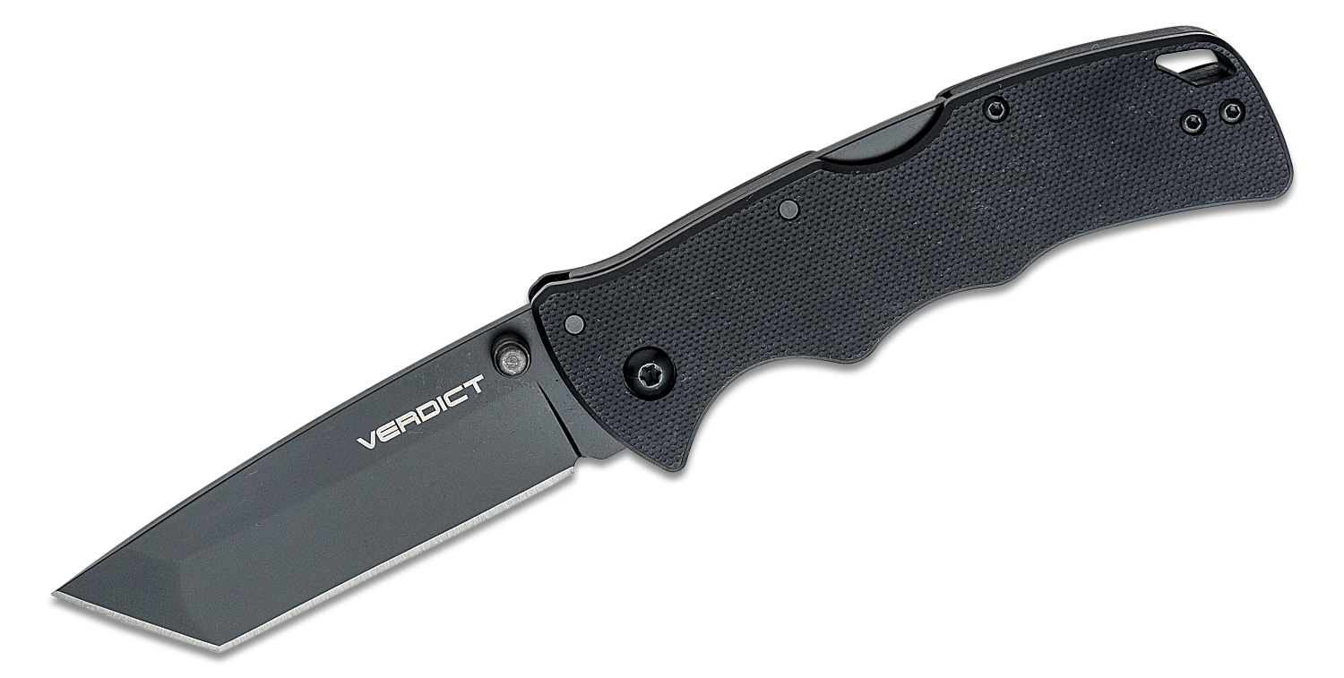 Cold Steel Verdict Folding Knife 3.125" AUS-10A Black DLC Tanto Blade ...