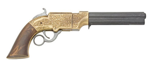 U.S. Volcanic Repeating Pistol With Brass Finish And Wood Grips ...