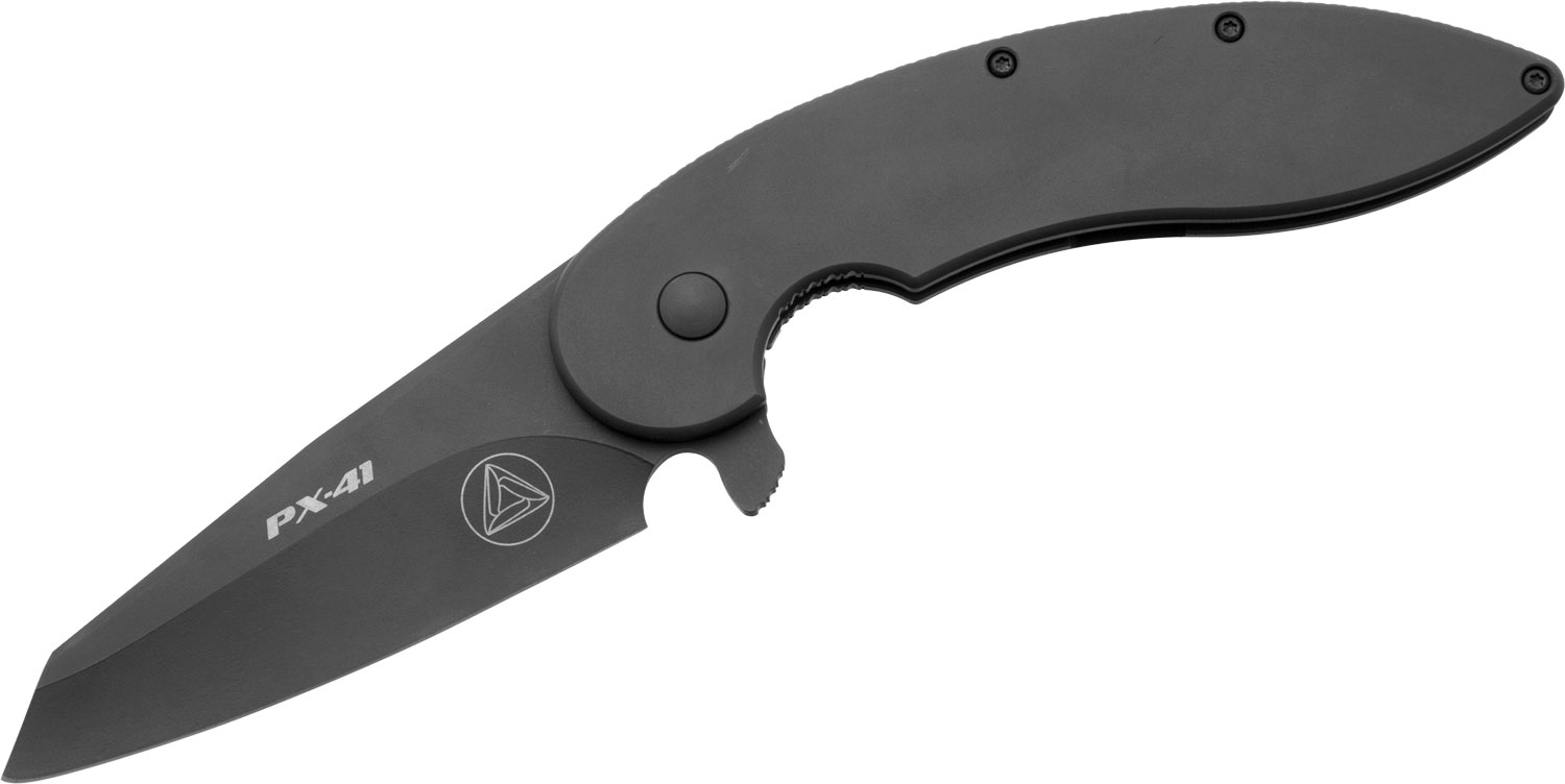Combative Edge PX-41 Blackout Flipper 3.75" S35VN Black Plain Blade ...