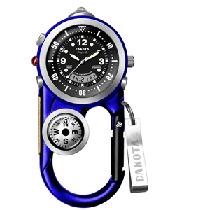 Dakota Watch Company Angler II, Black Dial, Blue Case, Carabiner Clip ...