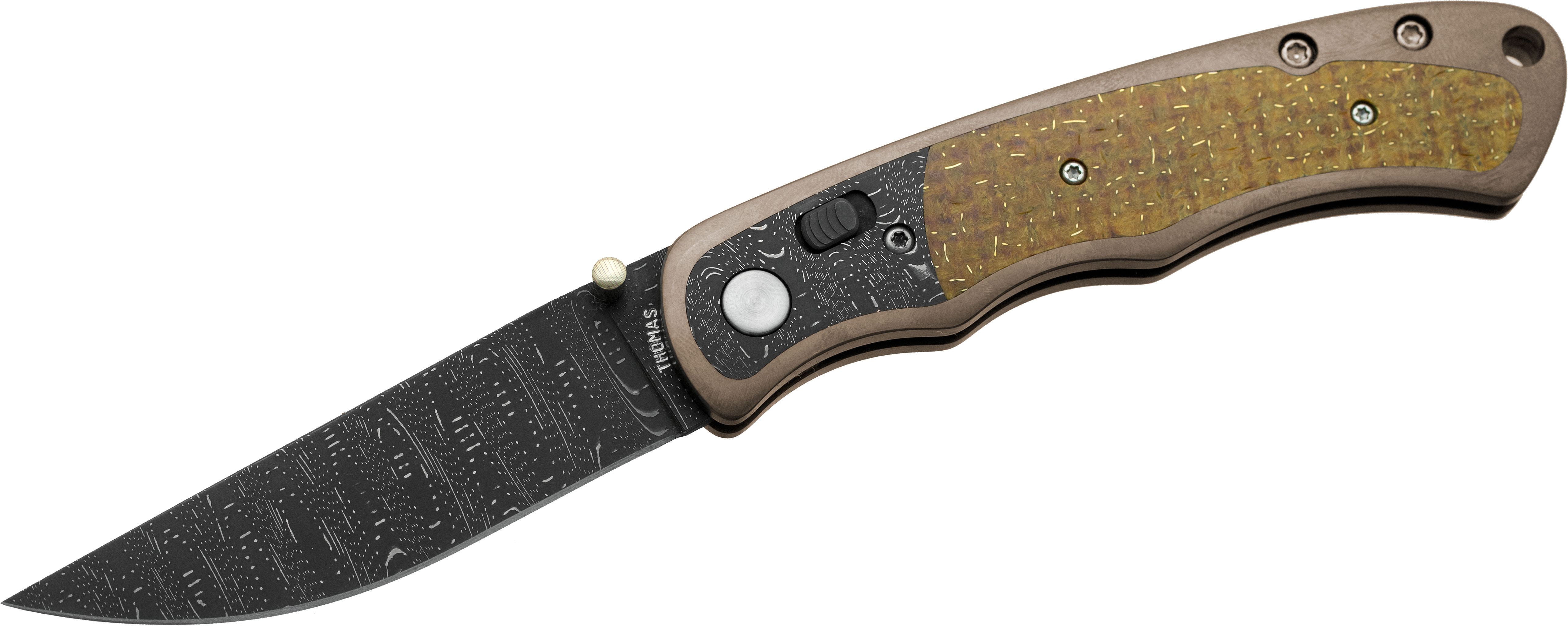 Darrin Thomas Custom Folder 3" Dot Matrix Damascus Plain Blade ...