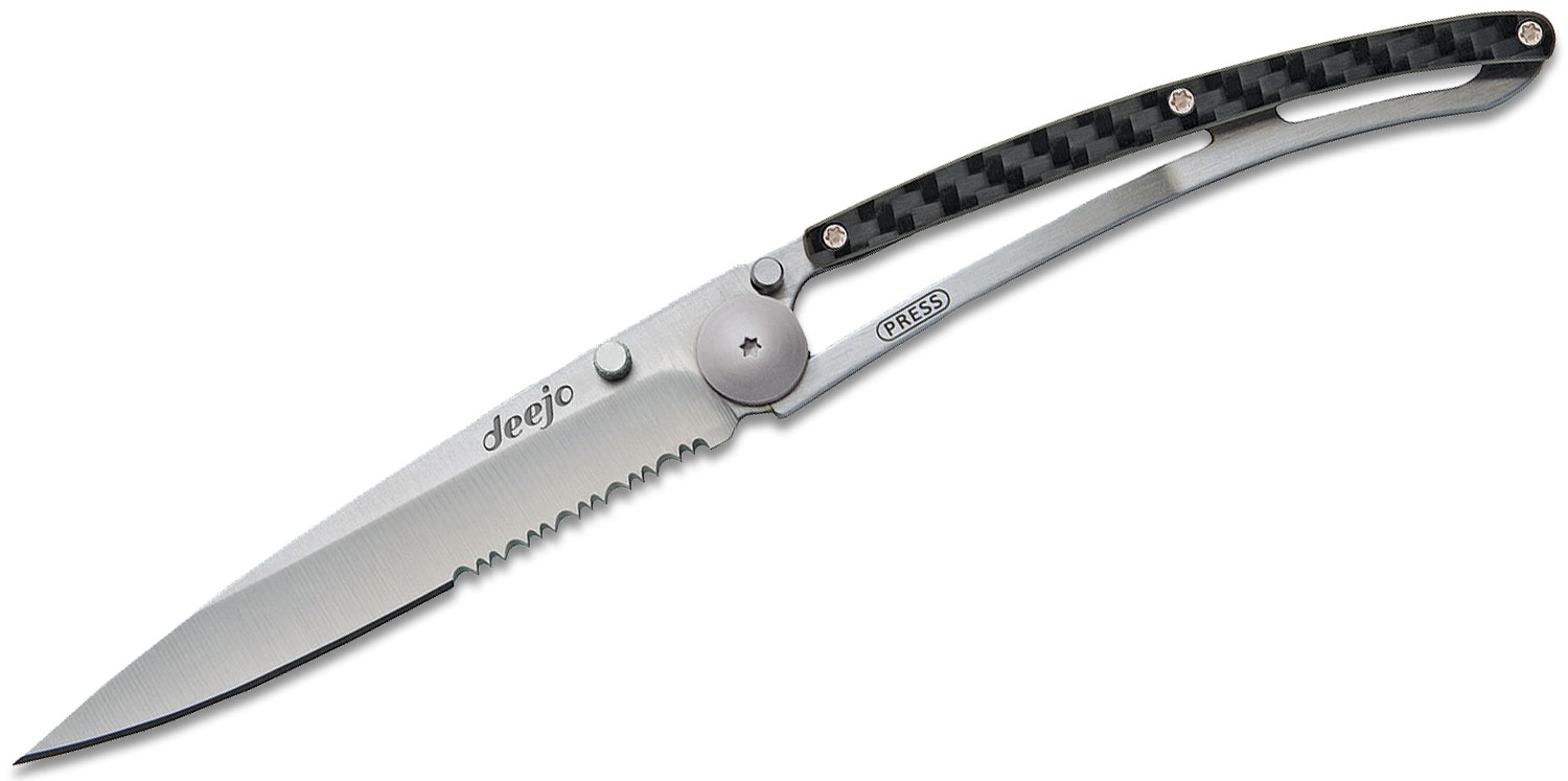 Deejo Knives One-Handed Composite 37g Folding Knife 3.75" Gray Titanium ...